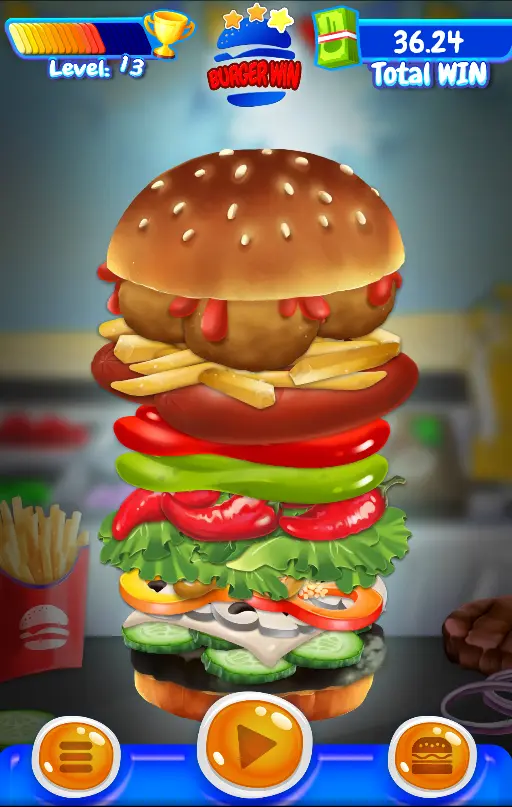 Burger Win Game - Apila hamburguesas y aumenta tus ganancias